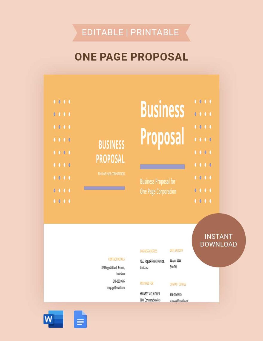 Editable One Page Templates In Word To Download