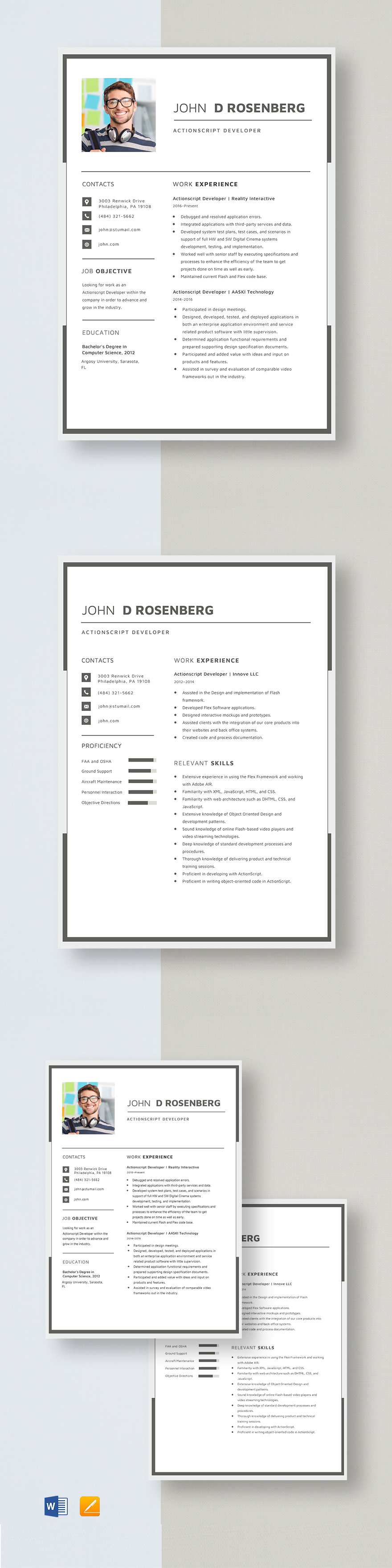 Actionscript Developer Resume Template - Word, Apple Pages | Template.net