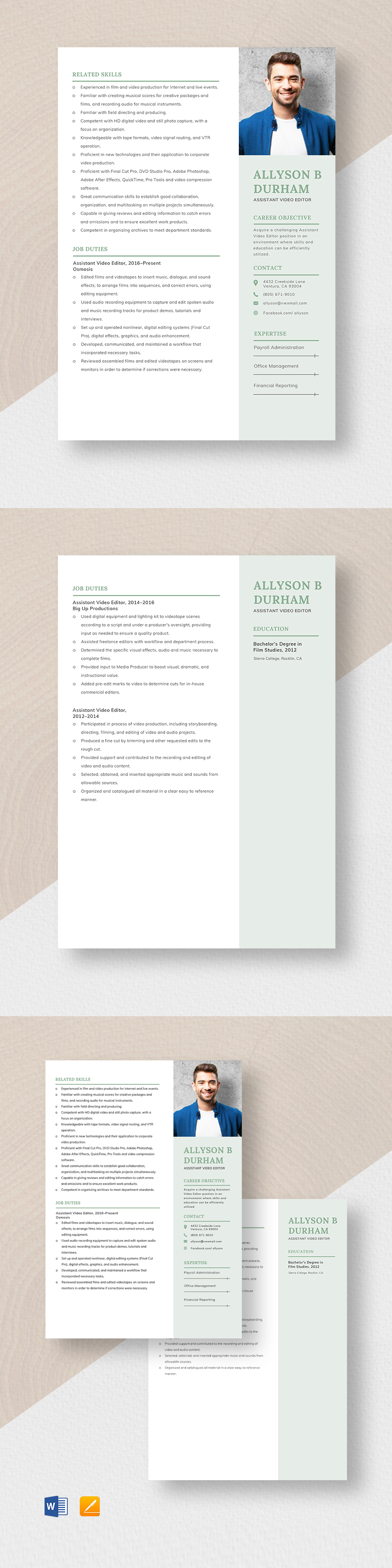 Assistant Video Editor Resume Template - Word, Apple Pages | Template.net