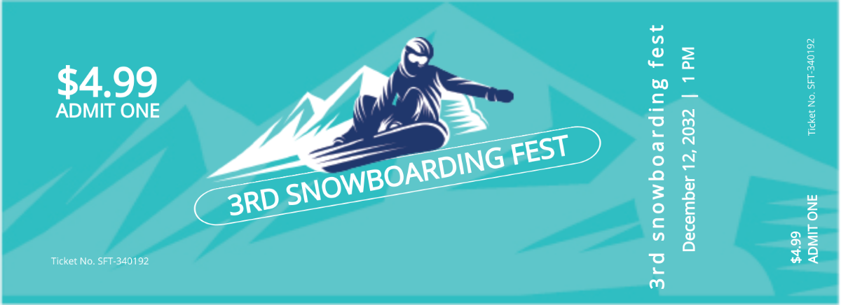 Free Snowboarding Ticket - Edit Online & Download | Template.net