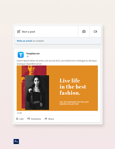 Basic Fashion Sale LinkedIn Blog Post Template - Download in PSD ...