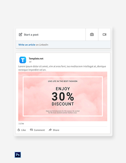 Editable Fashion Sale LinkedIn Blog Post Template - Download in PSD ...