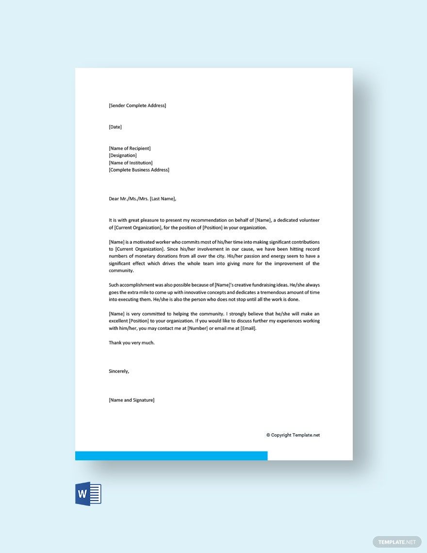 Community Service Letter From Church Google Docs Word Apple Pages 