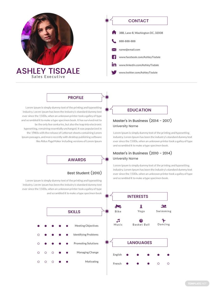 Senior Executive Resume Template - InDesign, Word, Apple Pages, PSD ...