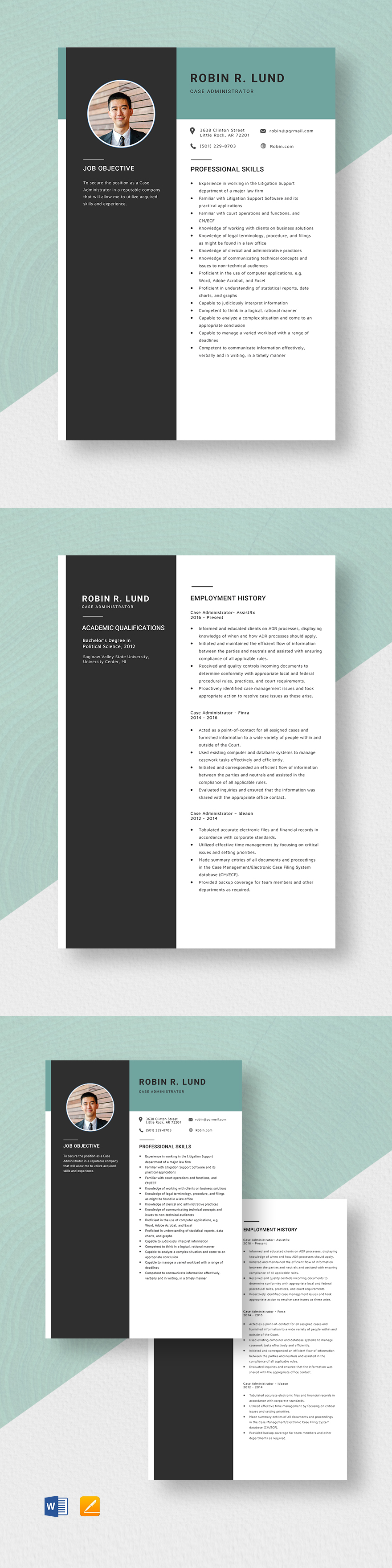 Free Case Administrator Resume Template - Word, Apple Pages | Template.net