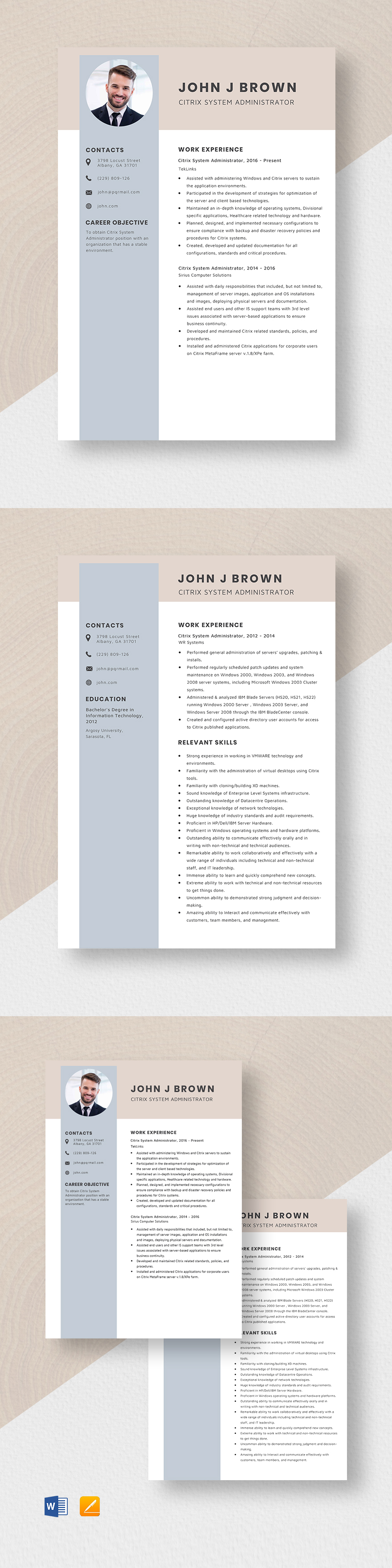 Simple Account Administrator Resume Template - Word, Apple Pages ...