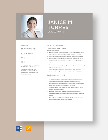 Civil Project Manager Resume - Word, Apple Pages | Template.net