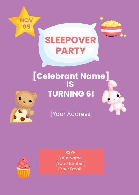 Baby Sleepover Invitation Template - Edit Online & Download Example ...