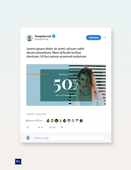 Simple Holiday Sale Twitter Post Template - PSD | Template.net