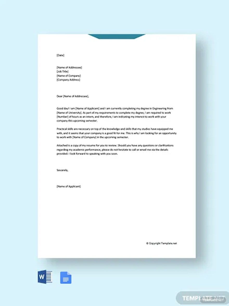 Civil Engineering Internship Cover Letter