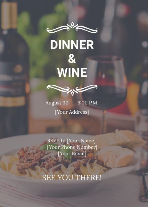 Red Wine and Dinner Invitation Template - Edit Online & Download ...