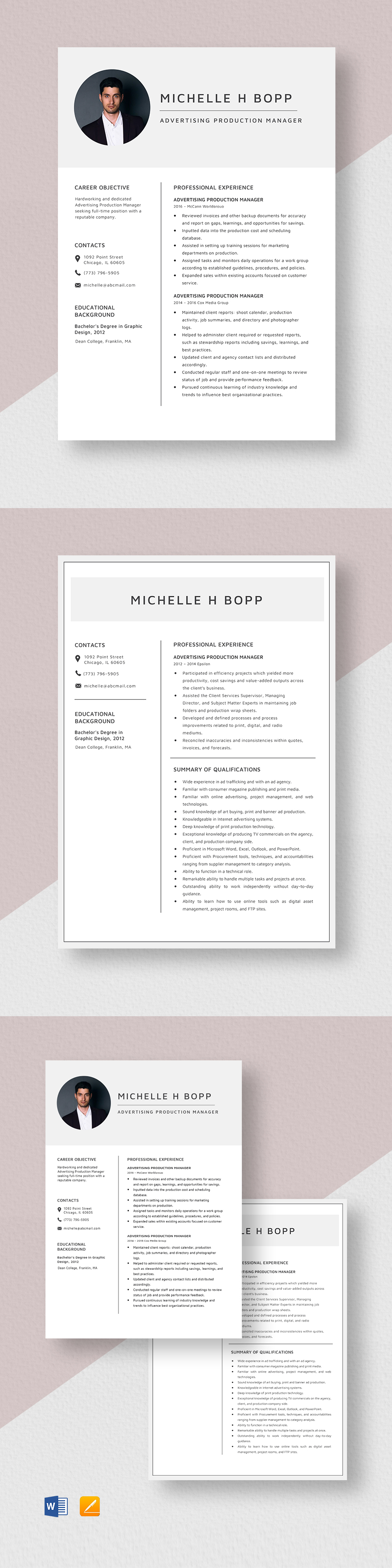 Production Manager Resume In Word Templates Designs Docs Free 