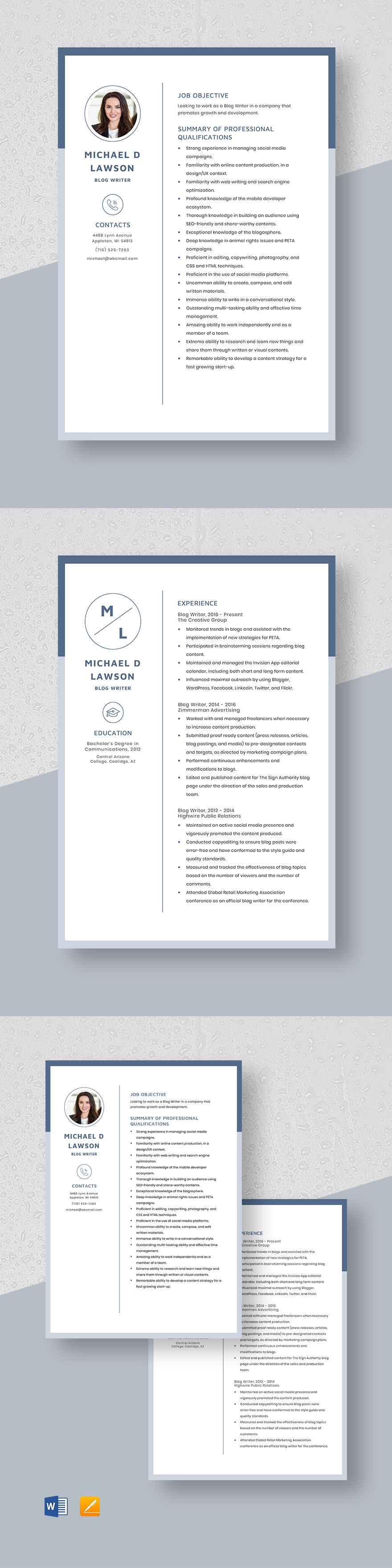 Free Creative Writer Resume Template - Word, Apple Pages | Template.net