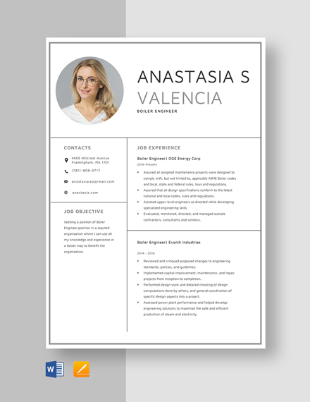 Free Boiler Operator Resume - Download in Word, Apple Pages | Template.net