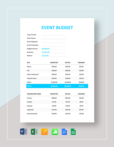 10 Event Budget Template In Google Docs Google Sheets MS Excel 