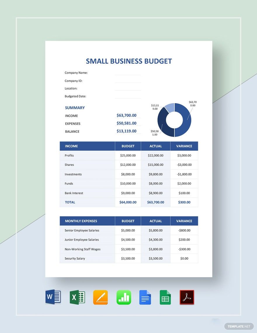 Small Business Budget Template Google Docs Google Sheets Excel 
