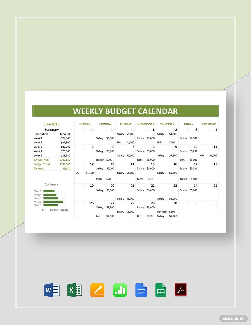 Weekly Budget Calendar Template Download In Word Google Docs Excel Weekly Budget Calendar Template Download In Word Google Docs Excel