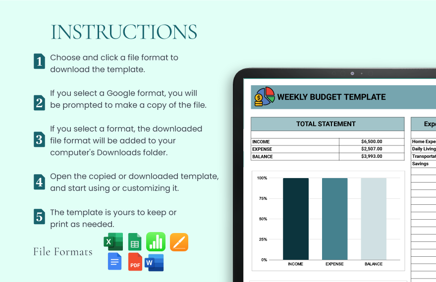 Weekly Budget Template - Download in Word, Google Docs, Excel, PDF ...