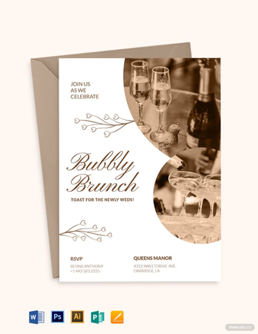 Free Champagne Brunch Invitation Template Illustrator Word PSD 