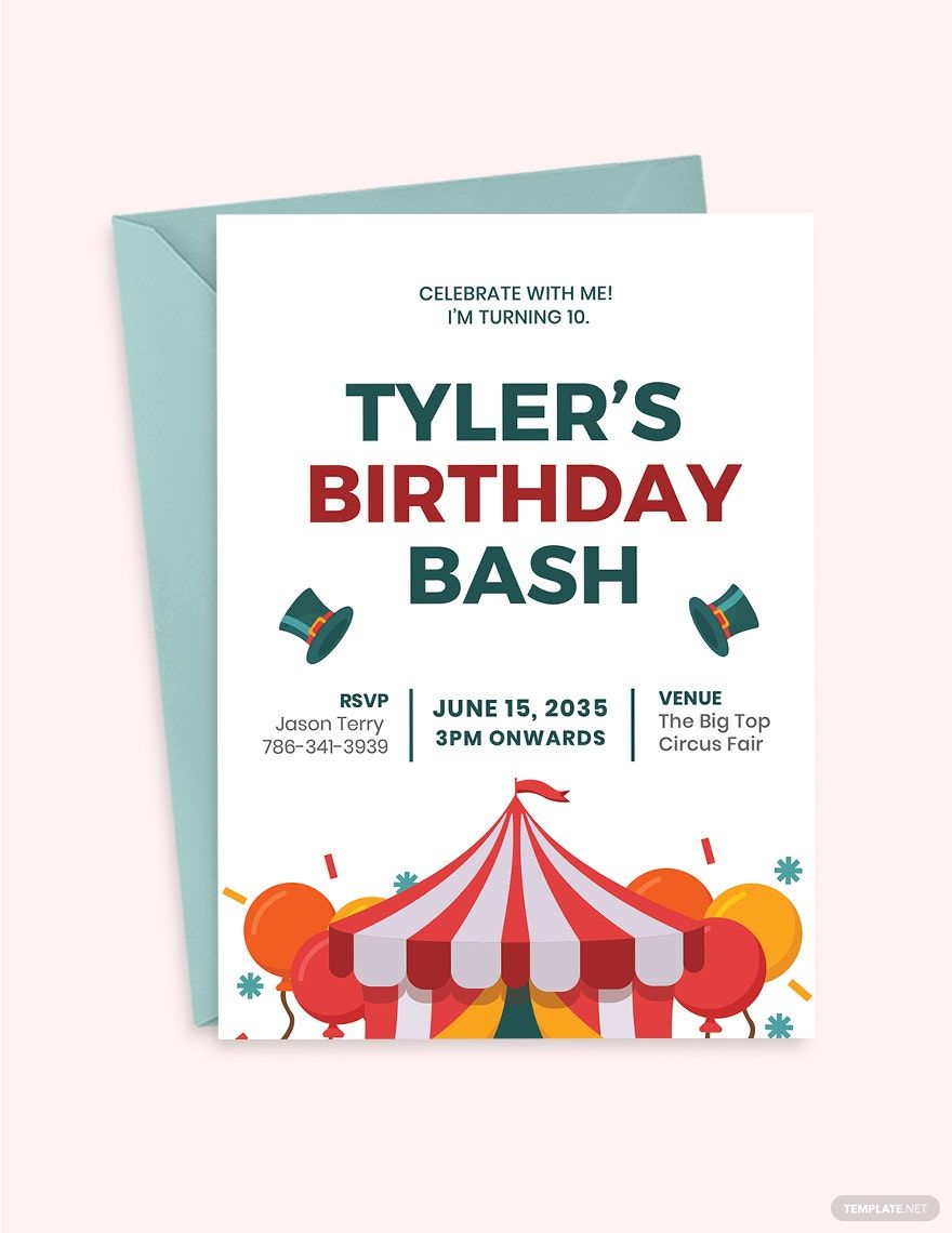 Circus Invitation Template - Illustrator, InDesign, Word, Outlook ...