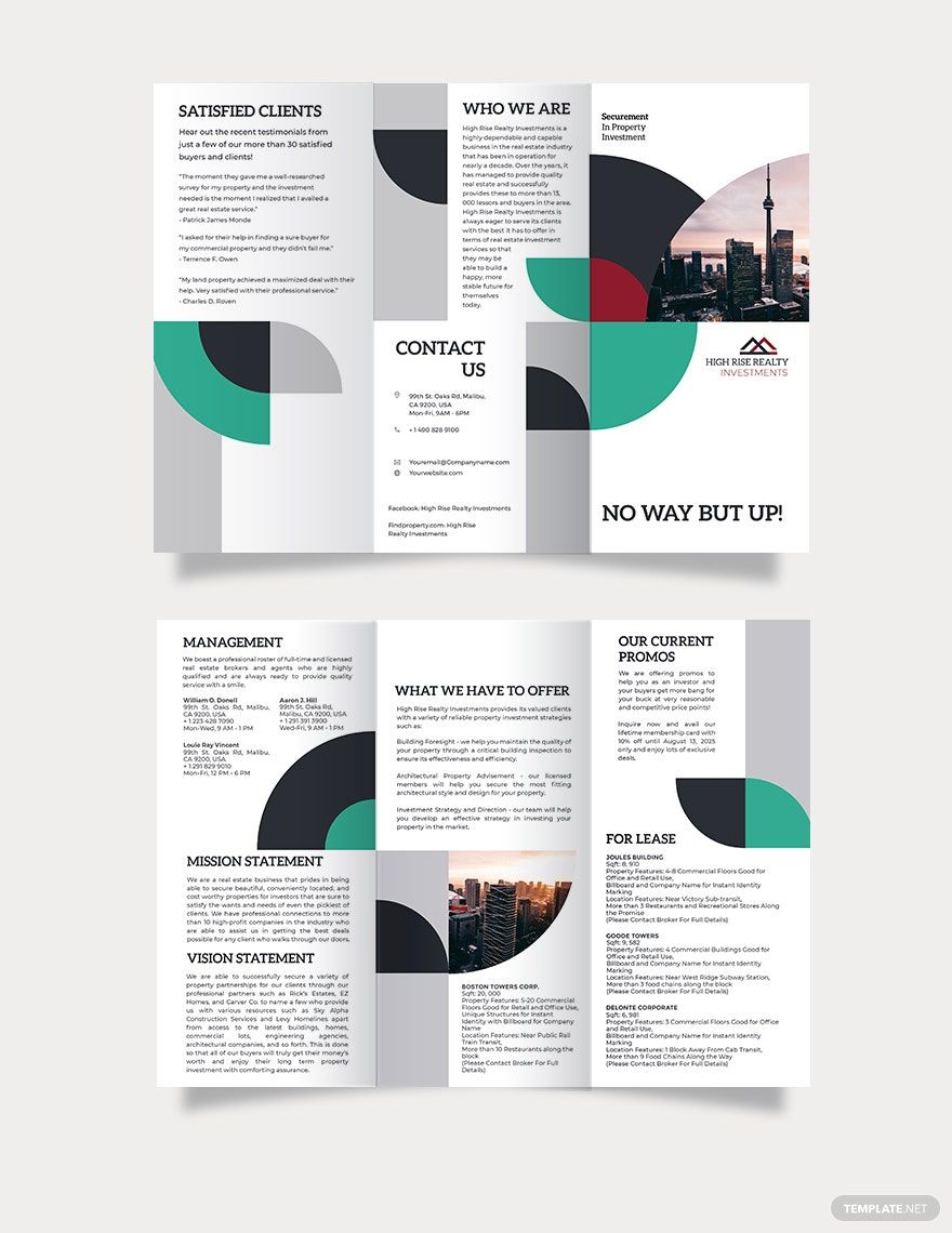 Commercial Real Estate Investor Tri Fold Brochure Template Download 