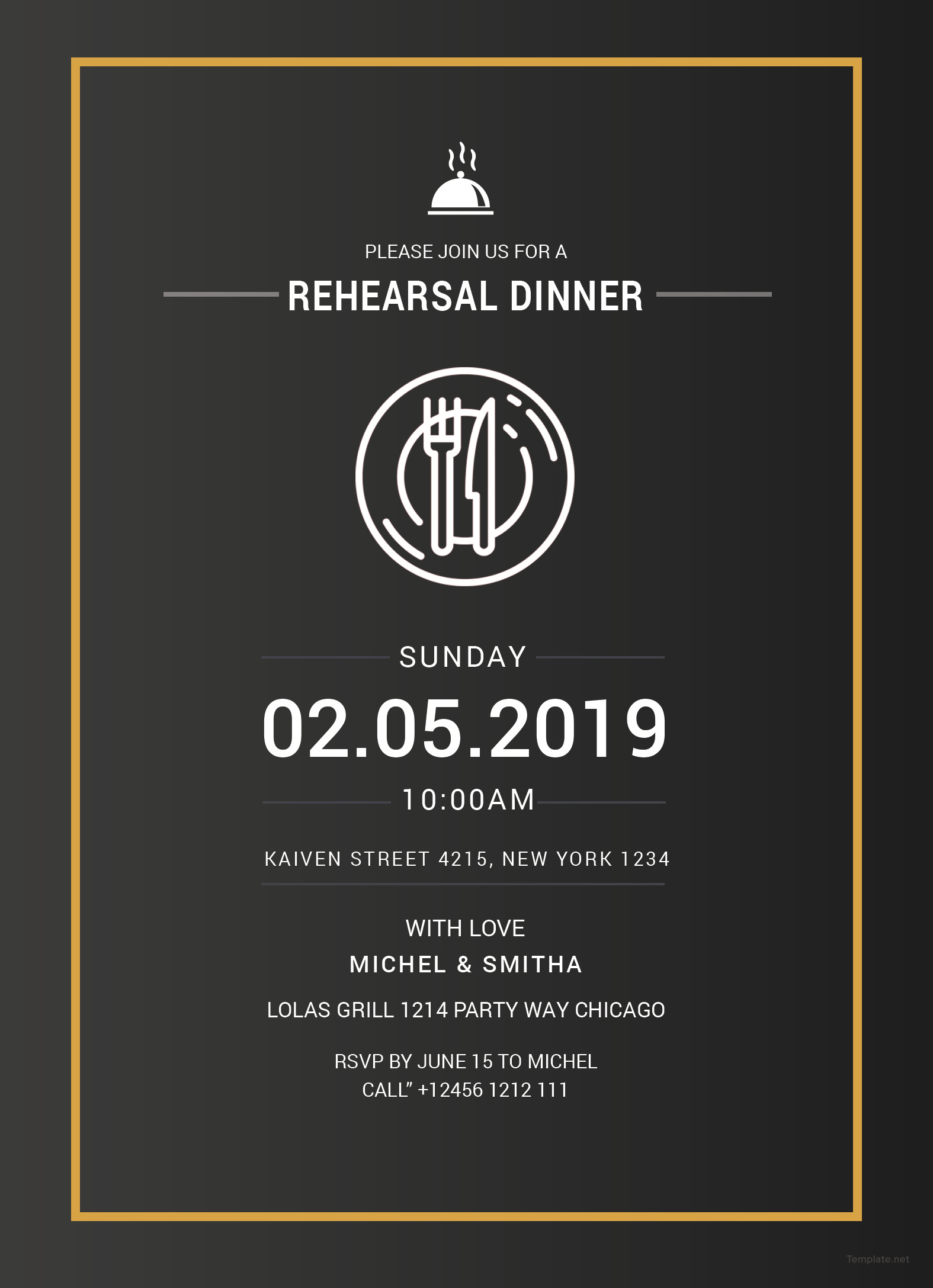 Free Rehearsal Dinner Party Invitation Template In Adobe Photoshop 