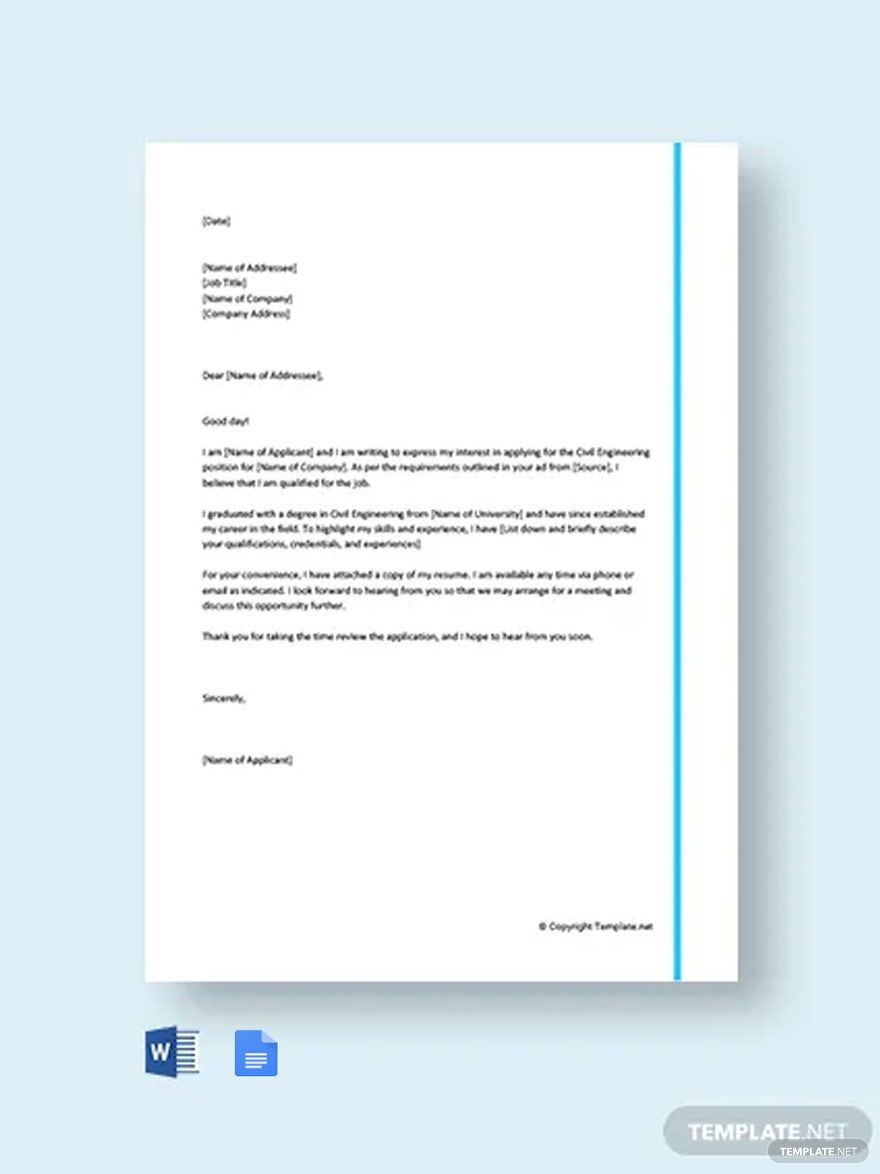 Civil Engineering Cover Letter Template Google Docs Word Apple 