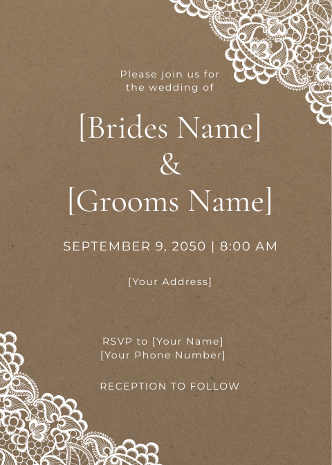 Lace Wedding Invitation Card Templates - Edit Online & Download Example ...