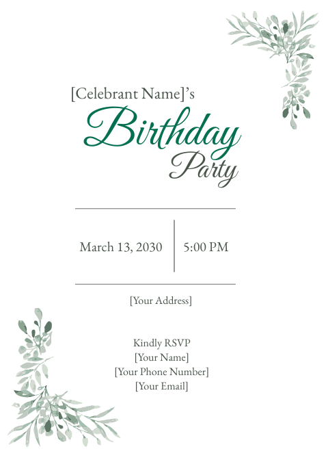 Happy Birthday Invitation Card Templates - Edit Online & Download ...