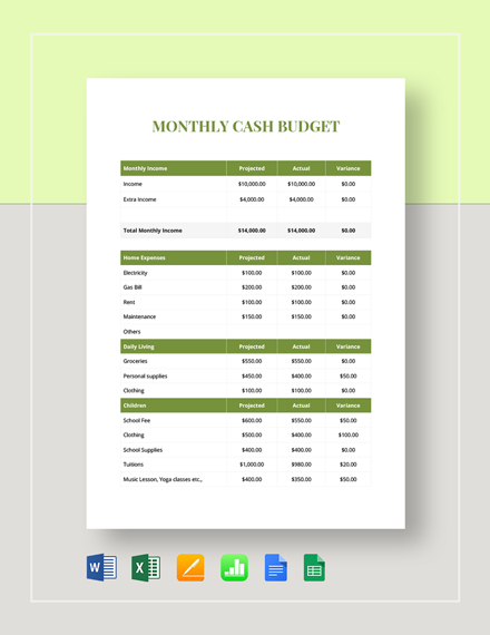 11 Cash Budget Templates Free Sample Example Format Download