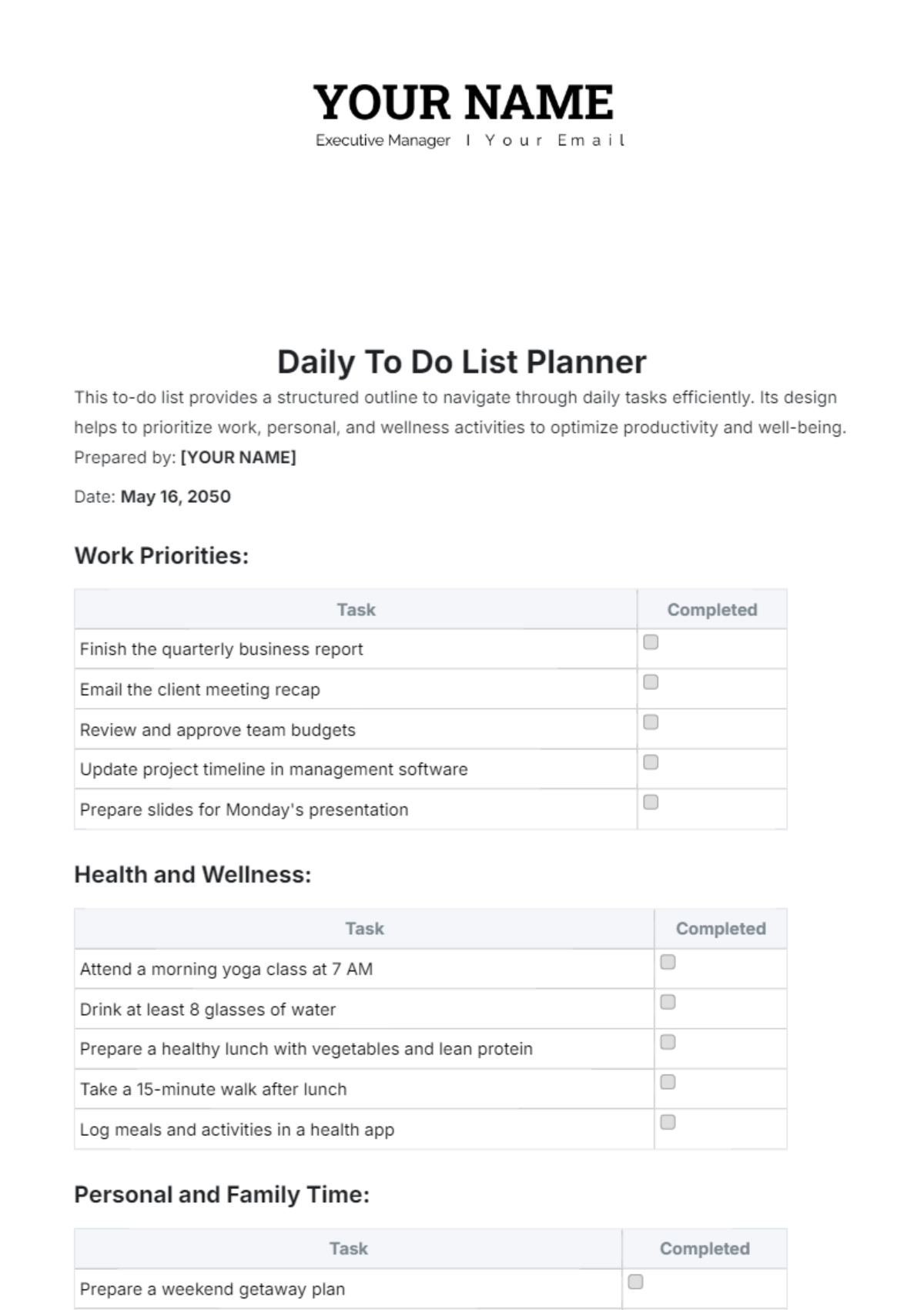Free Daily Planner Templates To Customize Online Free Daily Planner Templates To Customize Online