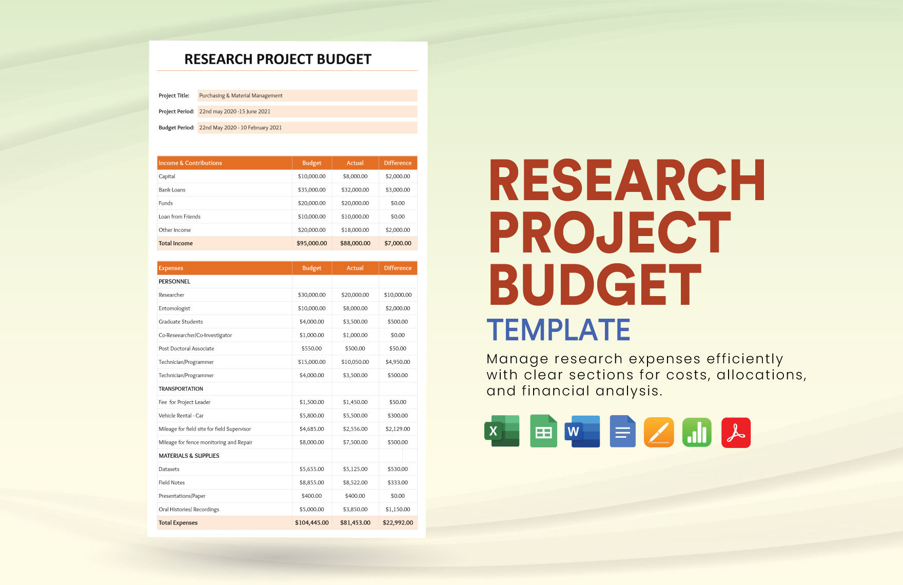 Free Editable Research Templates In Excel To Download