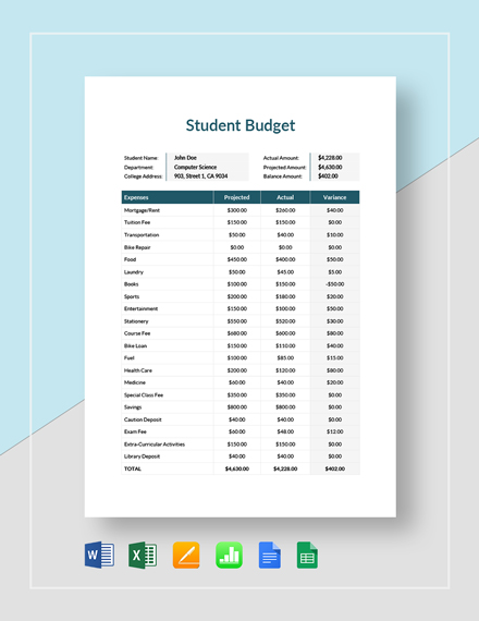 Sample College Student Budget Classles Democracy