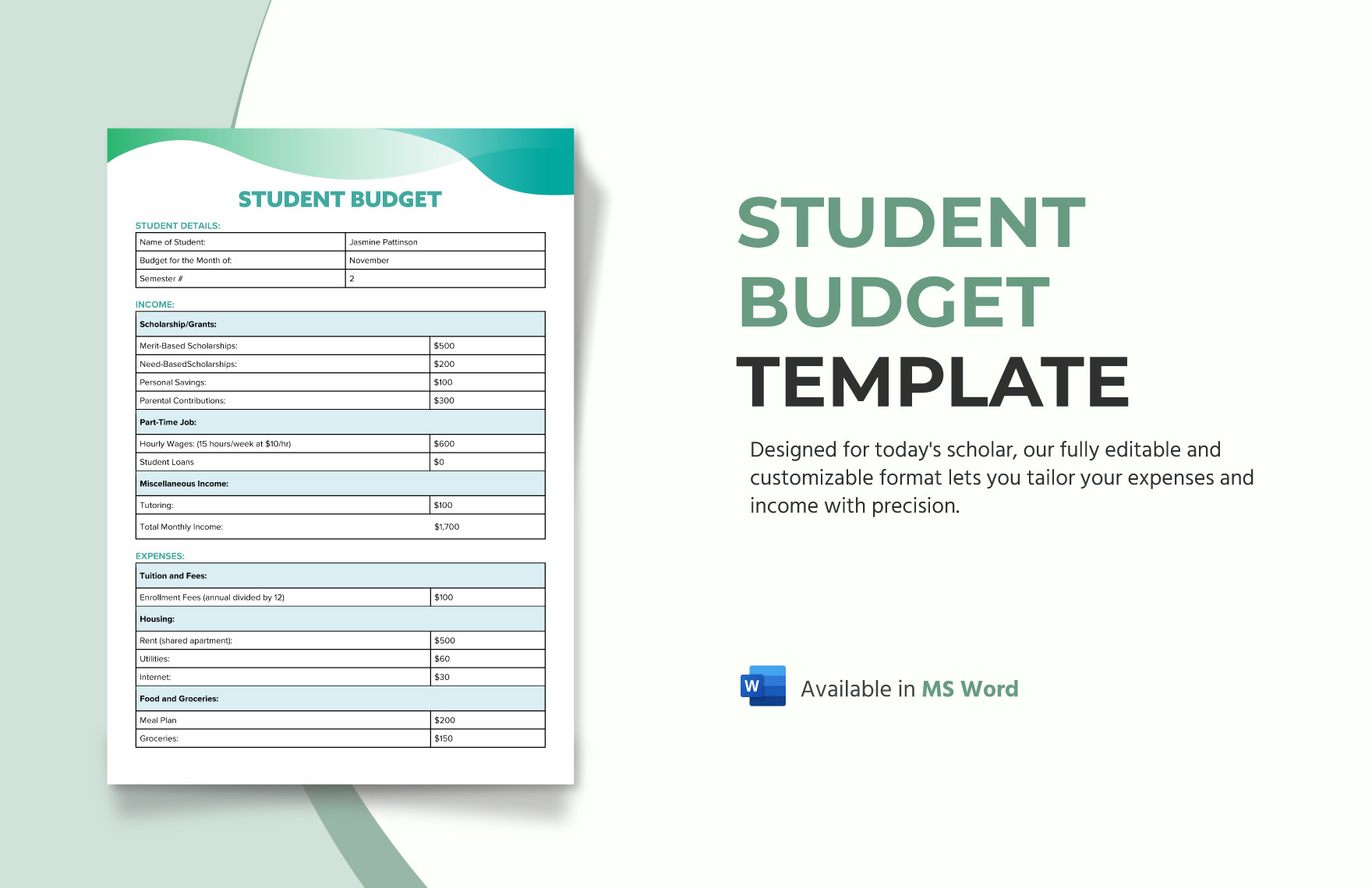 Student Budget Template - Download in Word | Template.net