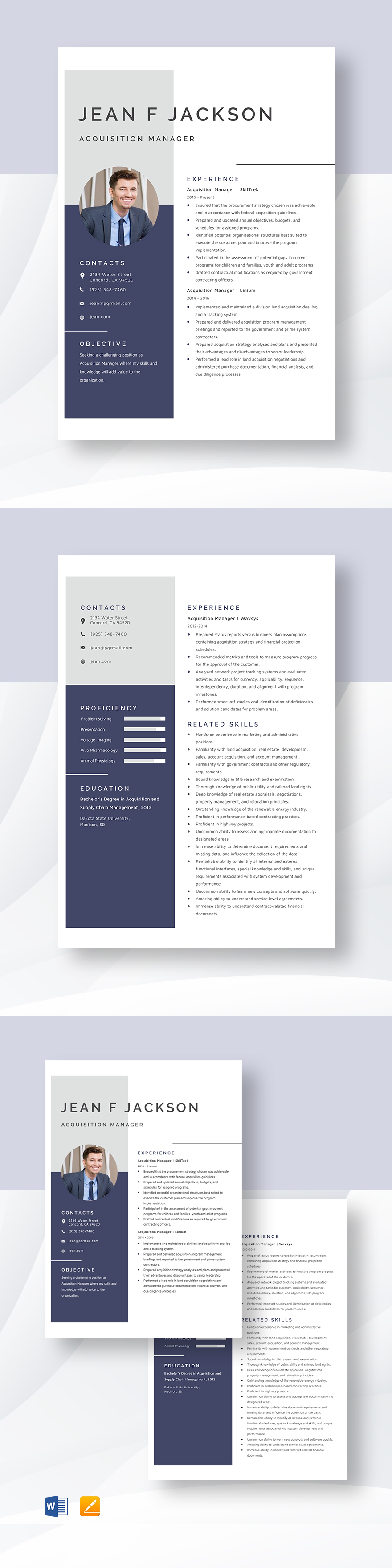 Acquisition Manager Resume Template - Word, Apple Pages | Template.net