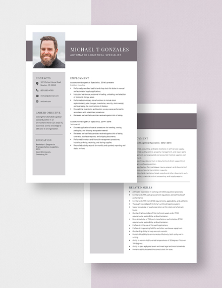 Automated Logistic Specialist Resume Automated Logistic Specialist