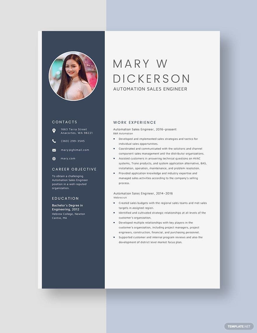 Free Automation Sales Engineer Resume Download In Word Apple Pages 