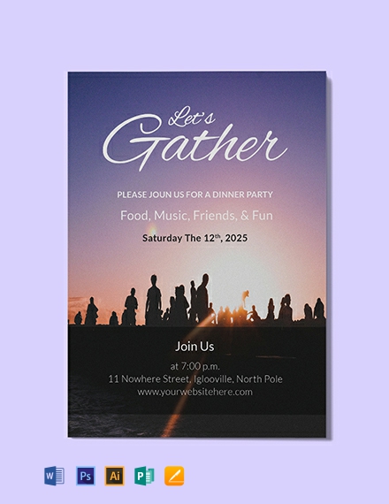 Free Let's Gather Invitation Template - Illustrator, Word, Apple Pages ...
