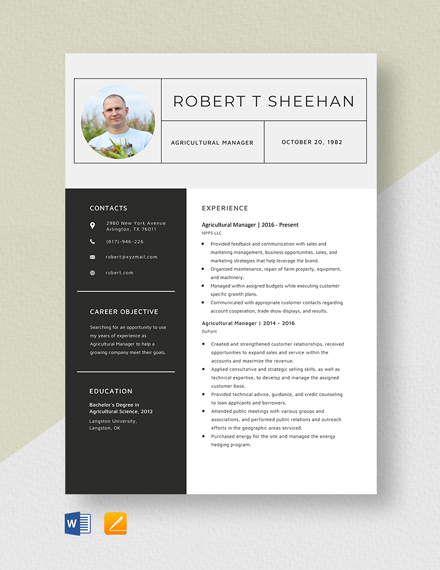 Agricultural Scientist Resume Template Free Pages Word Apple Pages 