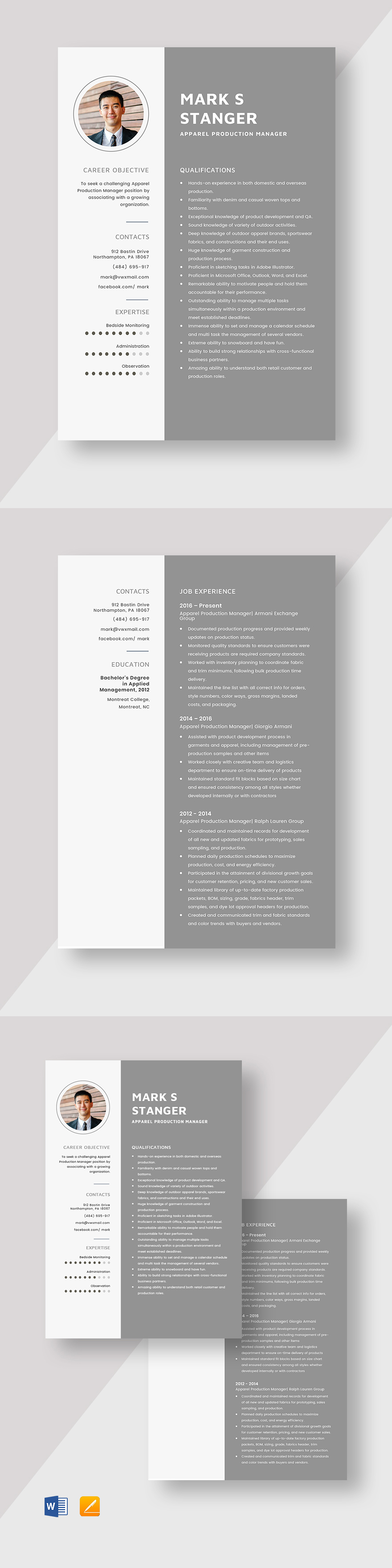 Production Manager Resume In Word Templates Designs Docs Free 