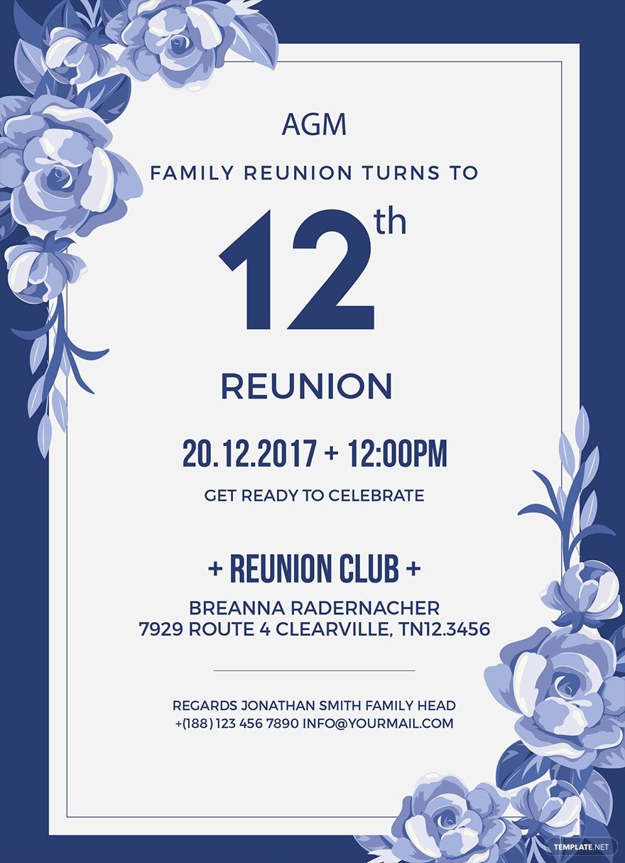 Family Reunion Invitation Template Word PSD Publisher Template