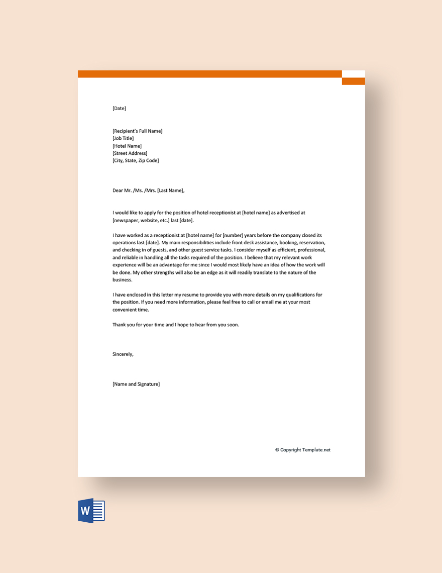 Application Letter Sample Template - Google Docs, Word, Apple Pages ...