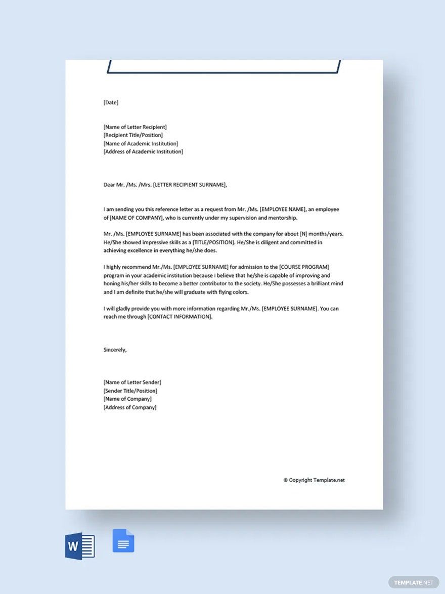 FREE Reference Letter Pages Template Download Template