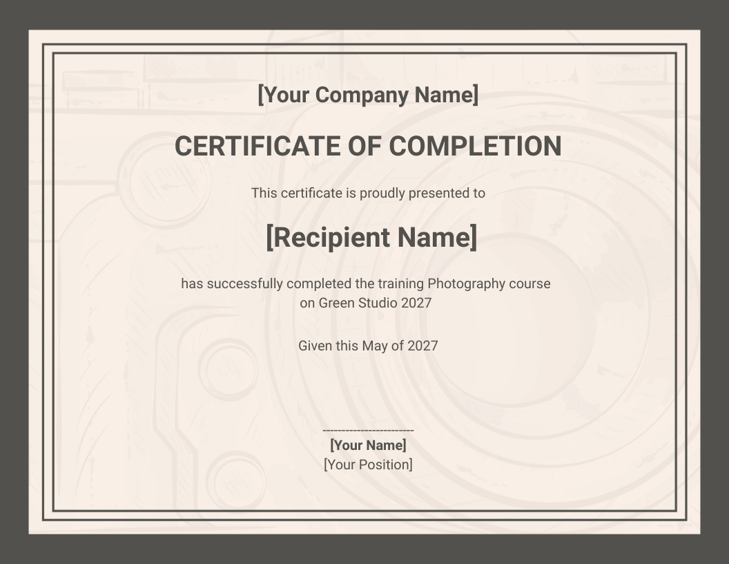 Photography Training Certificate Template - Edit Online & Download ...