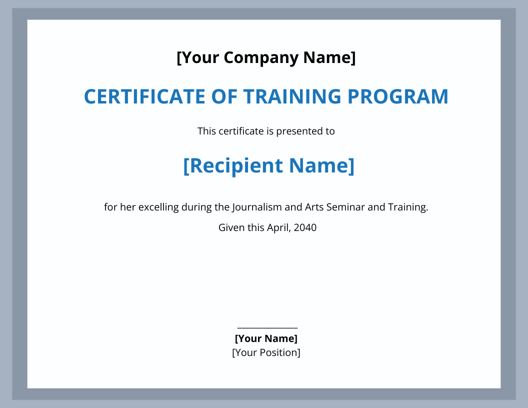 Training Program Achievement Certificate Template - Edit Online ...