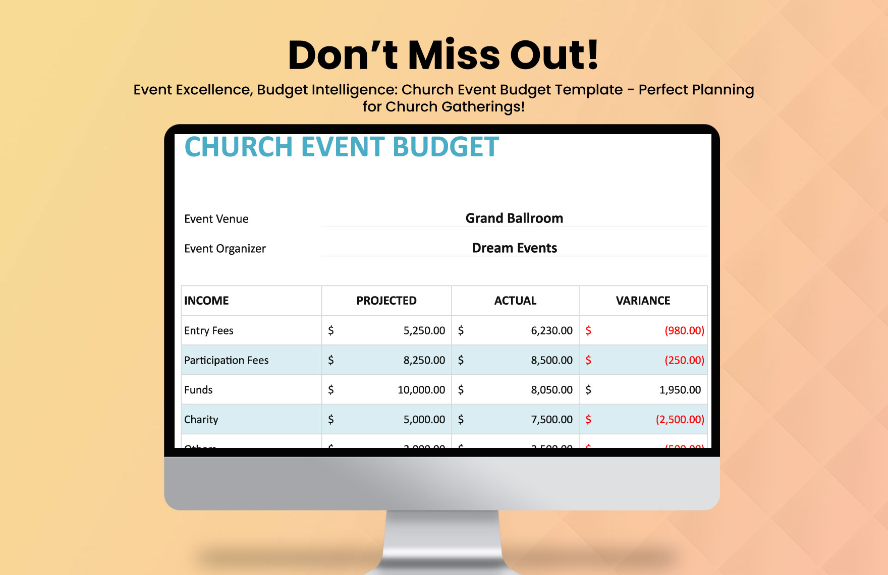 Church Event Budget Template in MS Word, MS Excel, GDocsLink, Google ...