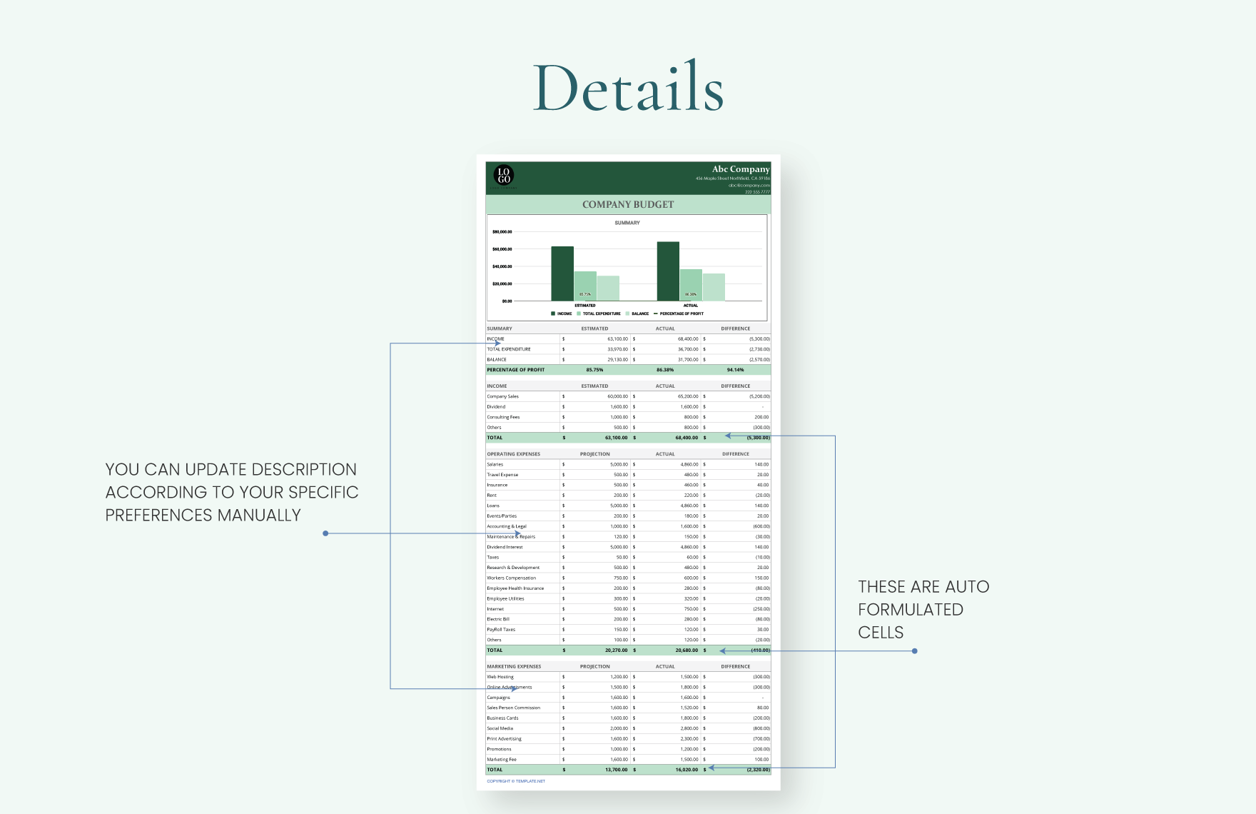 Company Budget Template - Download in Word, Google Docs, Excel, PDF ...