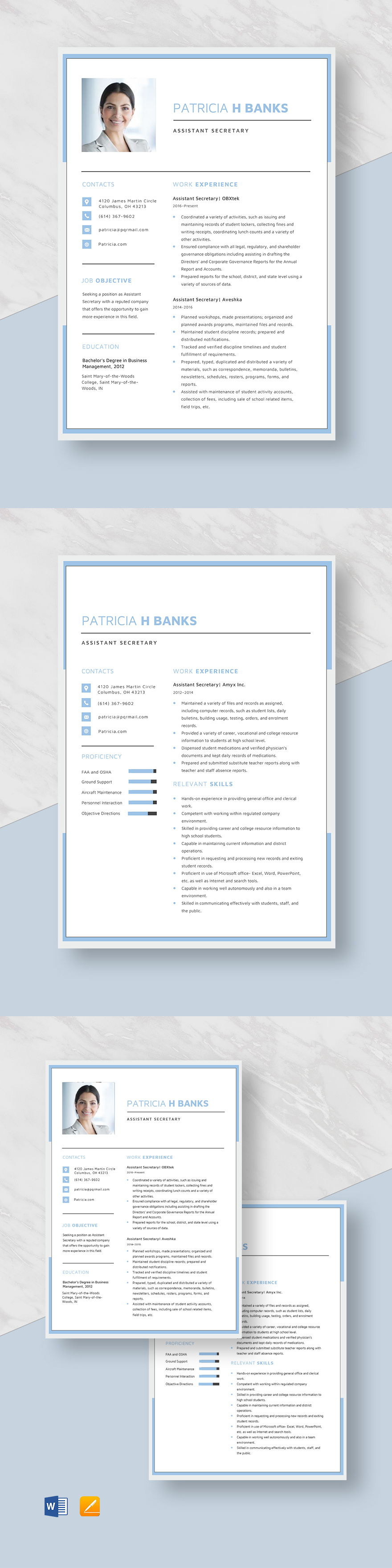Law Office Secretary Resume Template - Word, Apple Pages | Template.net
