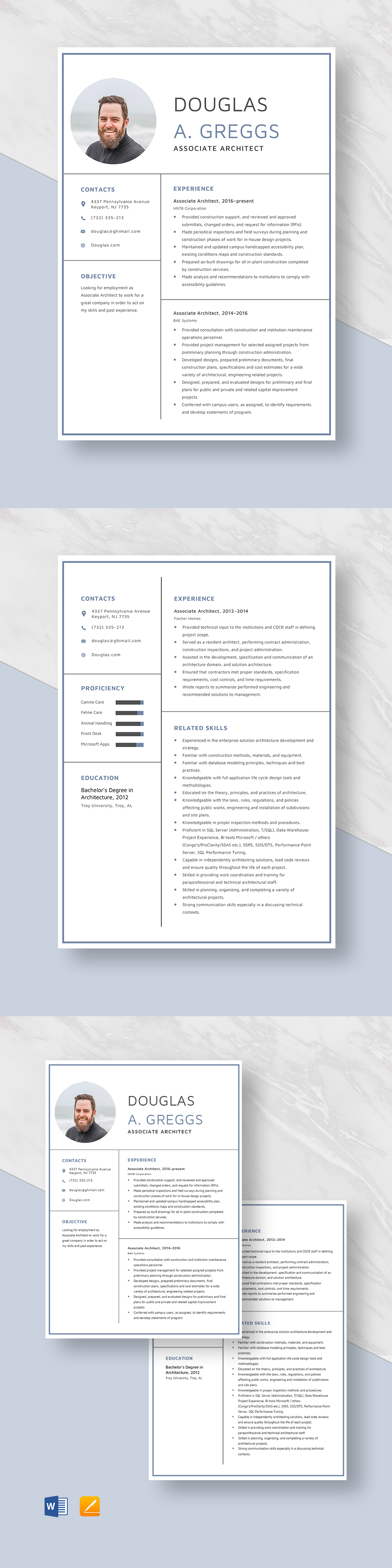 Architect Resume Template - Word, Apple Pages, PSD, Publisher ...