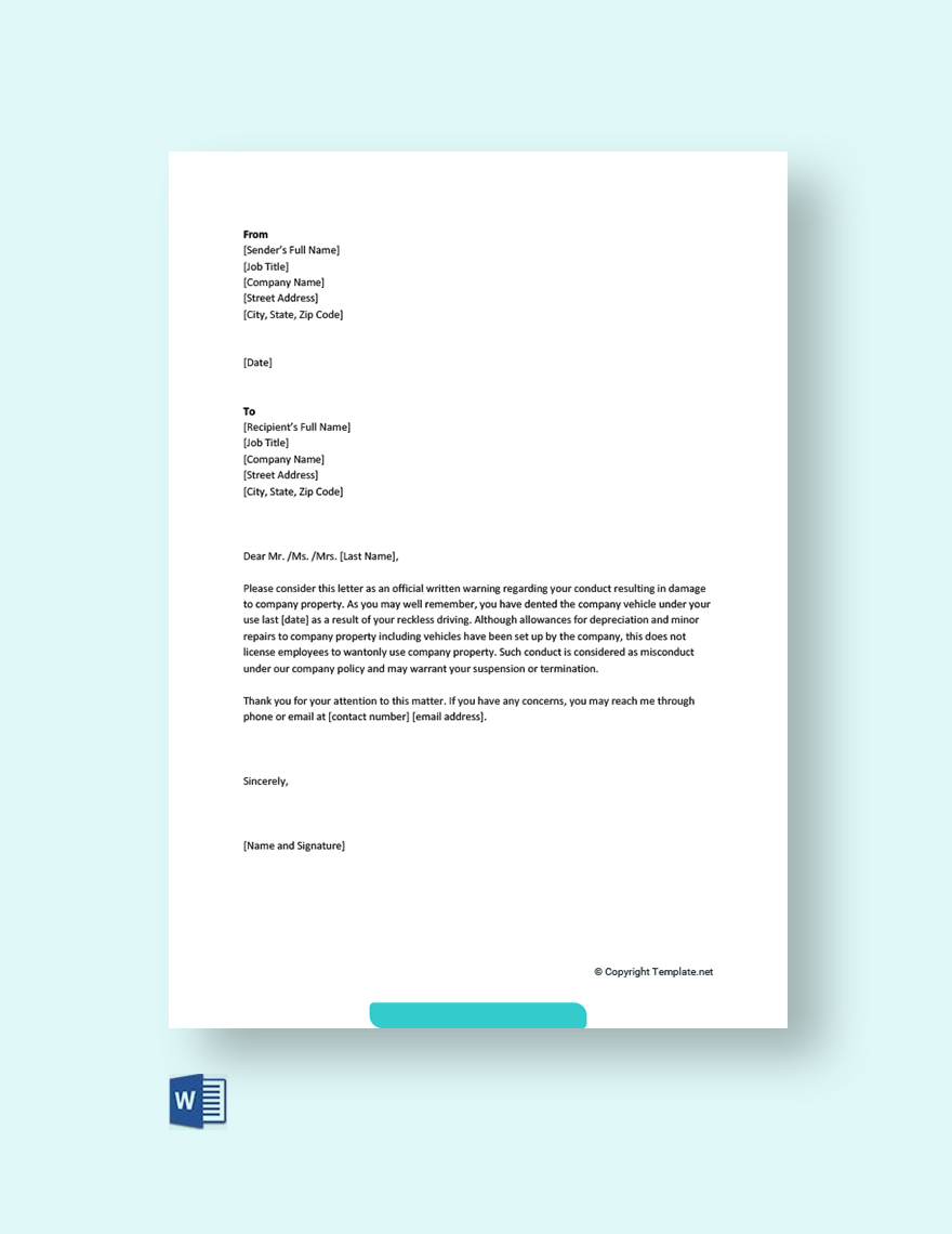 Warning Letter For Violation Of Company Policy Template Word warning-letter-for-violation-of-company-policy-template-word